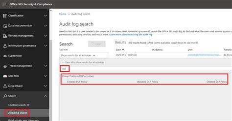 데이터 손실 방지 활동 로깅 power platform microsoft learn