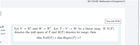 Solved BO CDA 102: Mathematics-II Assignment 1on 5Let V=R5 | Chegg.com