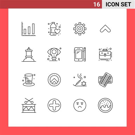 16 universal outline signs symbols of chess up basic arrows universal