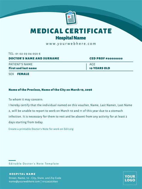 Blank Doctors Note Template For Work