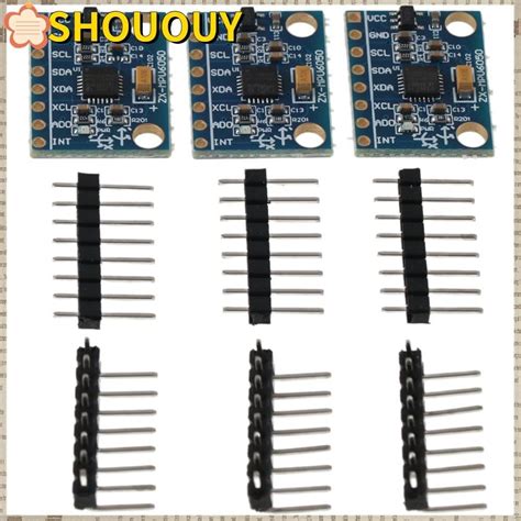 Shououy โมดลเซนเซอรไจโรสโคป เอาทพทขอมล IIC I2C 16 บต AD 3 แกน 3 5V GY 521 MPU 6050