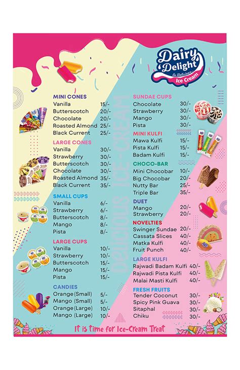 Ice Cream Menu Card Design For Dairy Delight On Behance