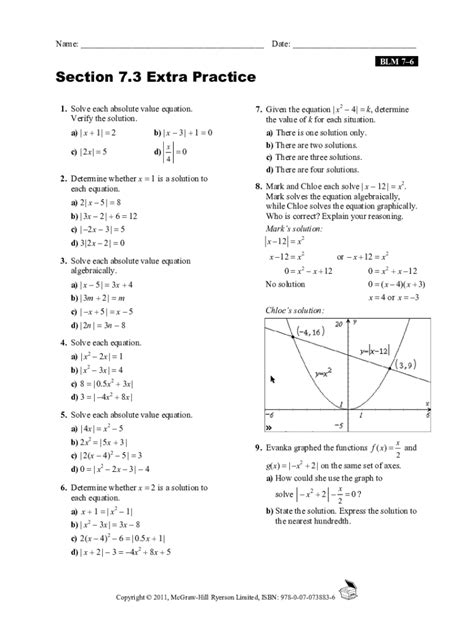 Fillable Online Solved Section 73 Extra Practice 1 Solve Each Absolute Fax Email Print Pdffiller
