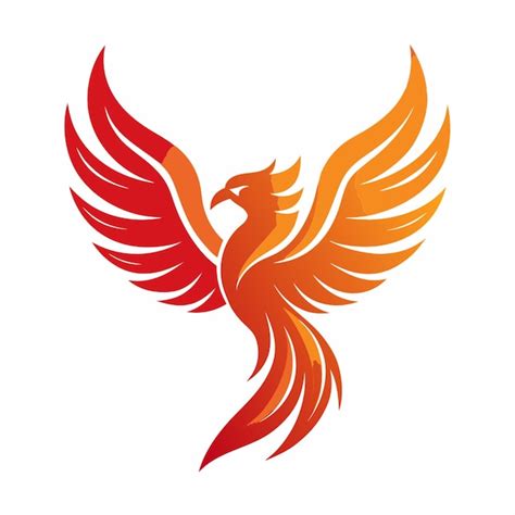 Highquality Of Pheonix With Open Wings Flat Curvy Design Rounded Shapes