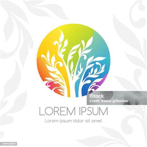 원에 있는 나무입니다 장식 아이콘입니다 단풍과 꽃 벡터 엠블럼 컬러풀한 디자인 요소 개념에 대한 스톡 벡터 아트 및 기타 이미지 개념 건강한 생활방식 꽃 나무