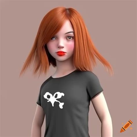 Generate A Cute 3d Render Avatar Of A Human Girl With Shoulder Length Ginger Hair With A Fringe