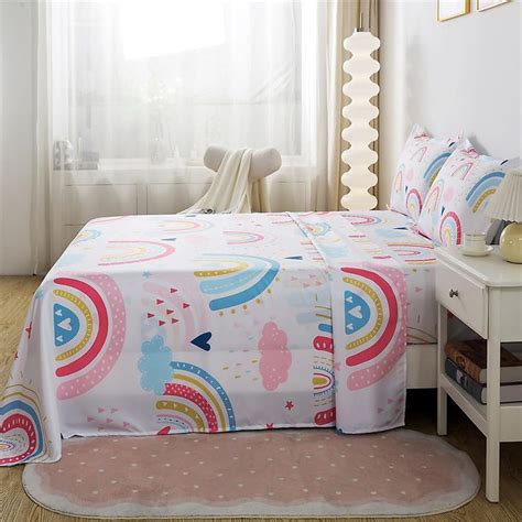 Qjmiaofang Rainbow Sheets For Girls Twin Size Rainbow Bed Sheets