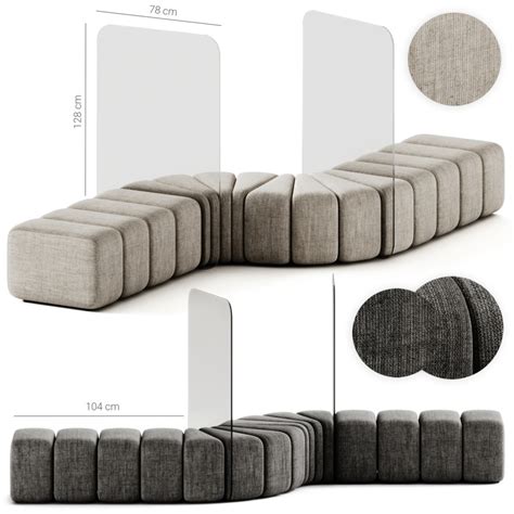 Bla Station Bob Curved Module Pouf With Plexiglass 3d Model For Corona