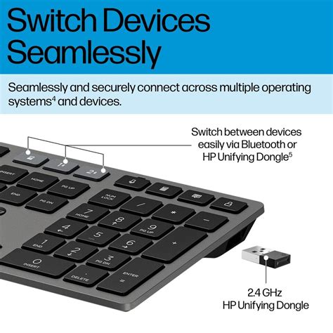 Hp 725 Multi Device Rechargeable Wireless Keyboard Ebay