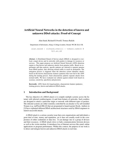 Pdf Artificial Neural Networks In The Detection Of Known And Unknown