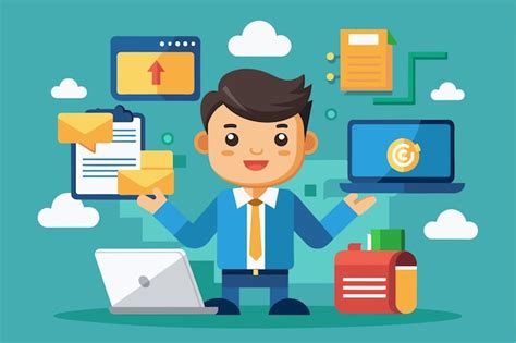 A Cartoon Character Is Efficiently Managing File Transfers Using