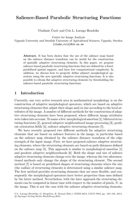 Pdf Salience Based Parabolic Structuring Functions