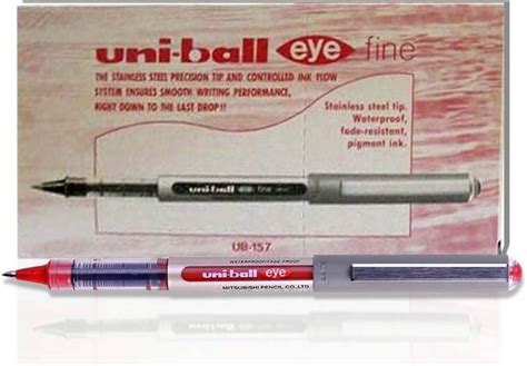 Uniball Ub 157 Eye Fine Rollerball Pens Red Uni Super Ink 7mm Nib