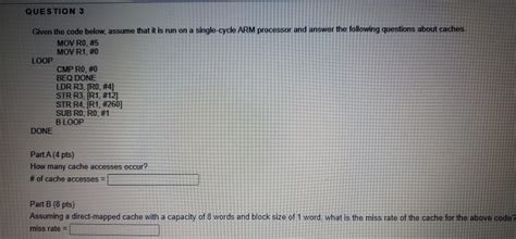 Solved Question 3 Given The Code Below Assume That It Is