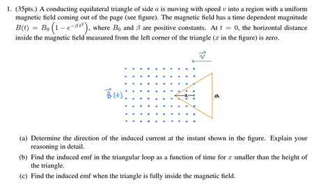 Solved 35pts A Conducting Equilateral Triangle Of Side A Chegg Com