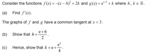 solved consider the functions f x x h 2k and g x