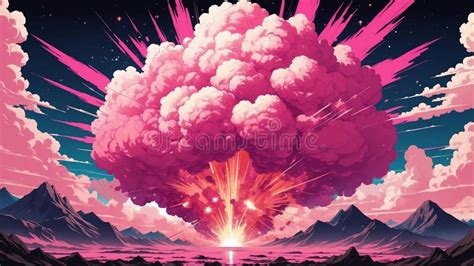 Illustrative Albedo Retro Style Anime Pink Explosion Only For Ai