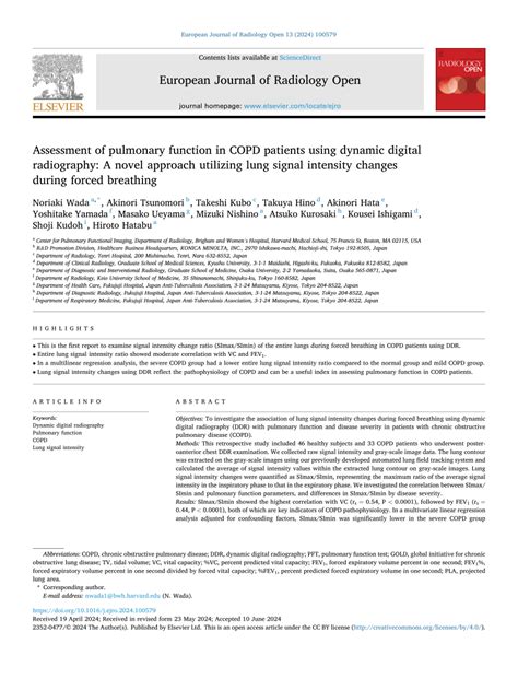 Pdf Assessment Of Pulmonary Function In Copd Patients Using Dynamic Digital Radiography A