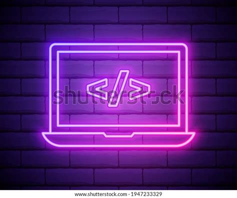 Coding Neon Iconprogramming Elements Browser Set Stock Vector Royalty