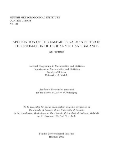 Pdf Application Of The Ensemble Kalman Filter In The Dokumentips