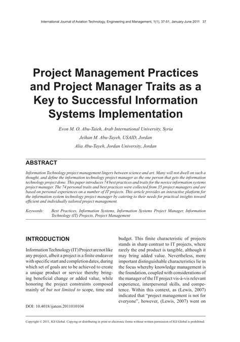 Pdf Challenges In Implementing Information Technology Plan