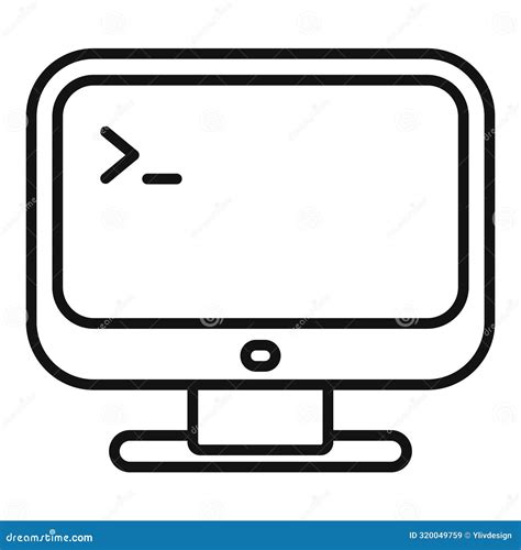 Minimalist Computer Terminal Line Icon Stock Vector Illustration Of Coding Line
