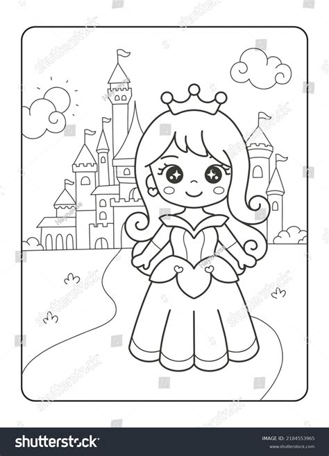 Castle Coloring Page With Princess
