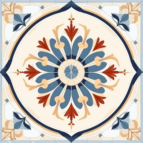 Premium Ai Image A Set Of Tiles With A Circular Pattern And A Round