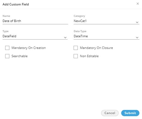 custom fields in process settings