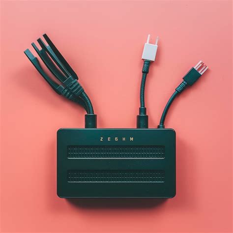 Premium Photo Black Wireless Router With Local Area Network Cable