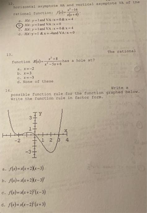Solved 12 Horizontal Asymptote Ha And Vertical Asymptote Va