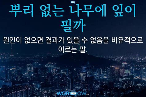 속담 뿌리 없는 나무에 잎이 필까