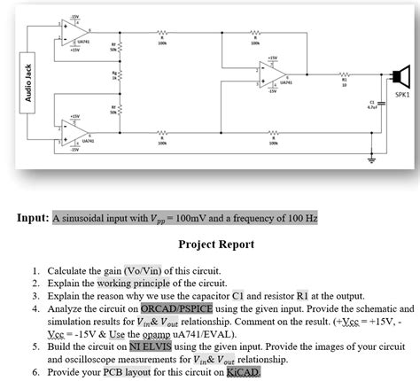 solved input a sinusoidal input with vpp 100mv and a frequency of