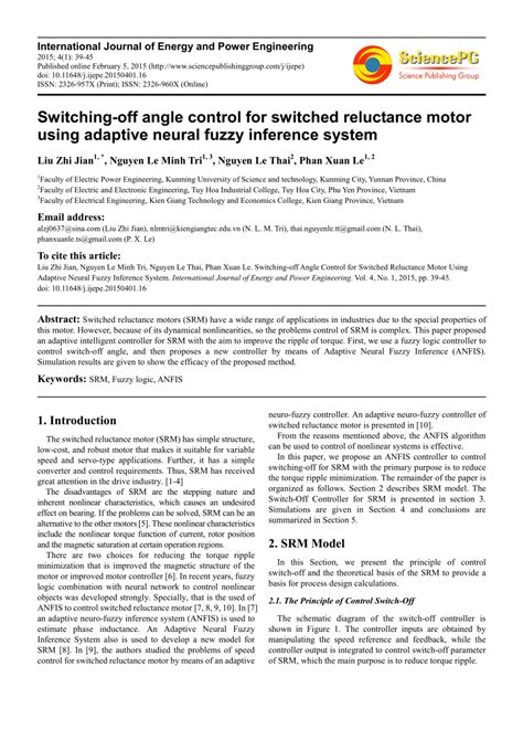 Pdf Switching Off Angle Control For Switched Reluctance Motor Using