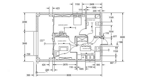 Single Story One Bhk House Plan 2d View Cad Construction Unit Layout File In Dwg Format House
