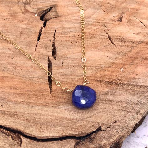 Blue Sapphire Necklace Layering Necklace Minimalist September