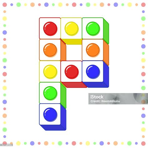 블록 알파벳 영어 문자 P 블록 색칠 스트로크 다채로운 원 현대적인 스타일 그리기 공부에 대한 스톡 벡터 아트 및 기타 이미지 공부 교습 교육 Istock