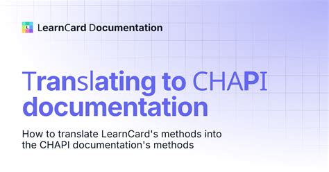 Translating To Chapi Documentation Learncard Documentation