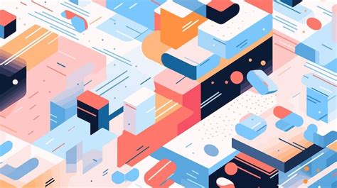 Creative Abstract Background With Isometric Elements Linear Design
