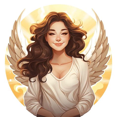 Premium Photo A Portrait Of A Woman With Angel Wings And A Golden Sun