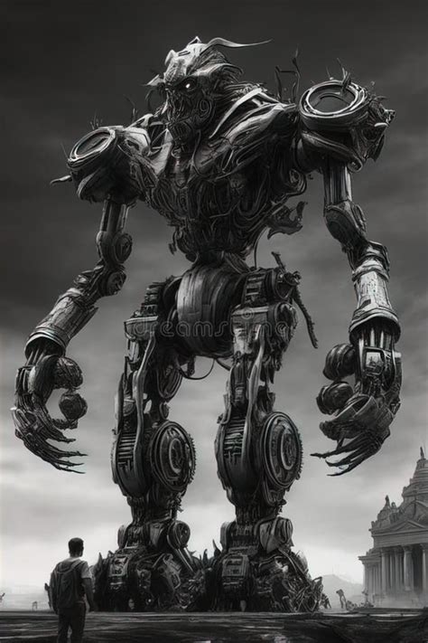 Robots Taking Over The World Photorealistic Ink Art Stock Illustration Illustration Of Gothic