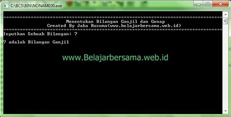 Script Menentukan Bilangan Genap Dan Ganjil Borland C Belajar Bersama
