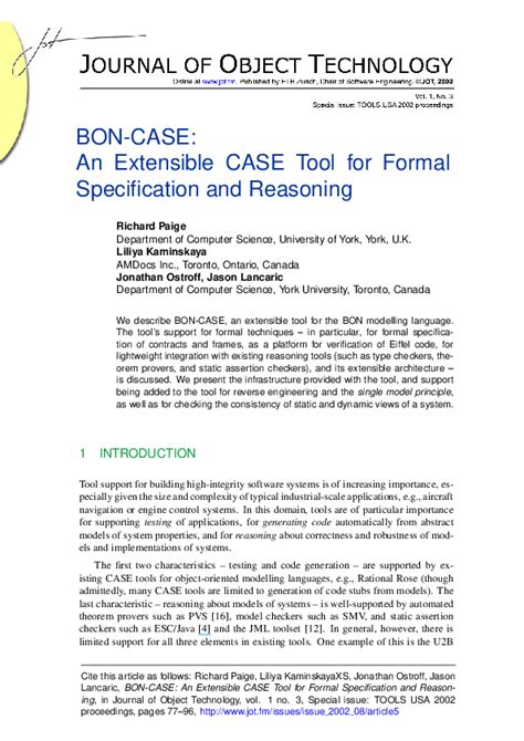 Pdf Bon Case An Extensible Case Tool For Formal Specification And Reasoning