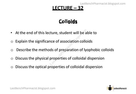 Colloids A Comprehensive Overview Lecture 8 Pdf