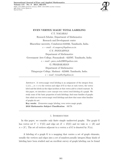 Pdf Even Vertex Magic Total Labeling