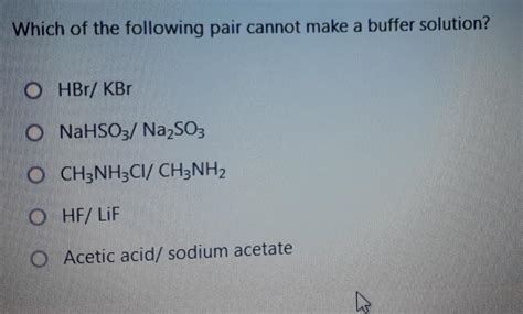 Solved Which Of The Following Pair Cannot Make A Buffer