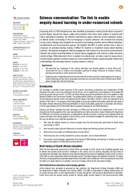 Pdf Science Communication The Link To Enable Enquiry Based Learning