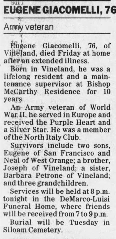 Eugene Giacomelli 1920 1996 Find A Grave Memorial