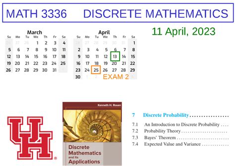 Math 3336a 2023 04 13 Lecture 22 Chem 3105 Math 3336 Discrete