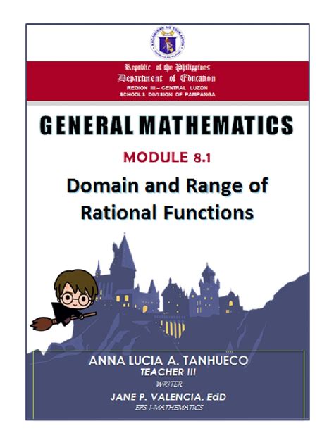 Grade 11 1st Quarter Module 8 1 Domain And Range Of Rational Functions